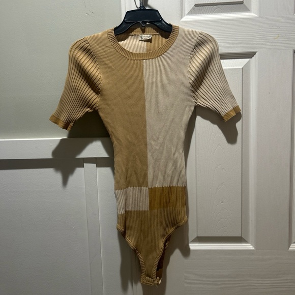 Free People | Tops | Free People Colorblock Ribbed Bodysuit | Poshmark